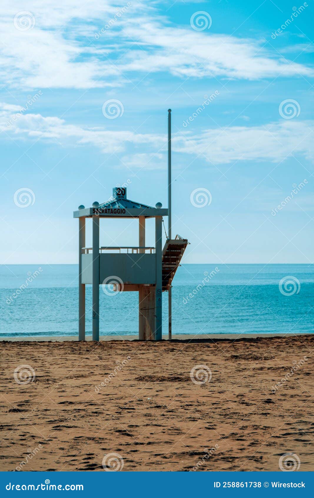 Lifeguard Watchtower in Sandy Beach Stock Photo - Image of island ...