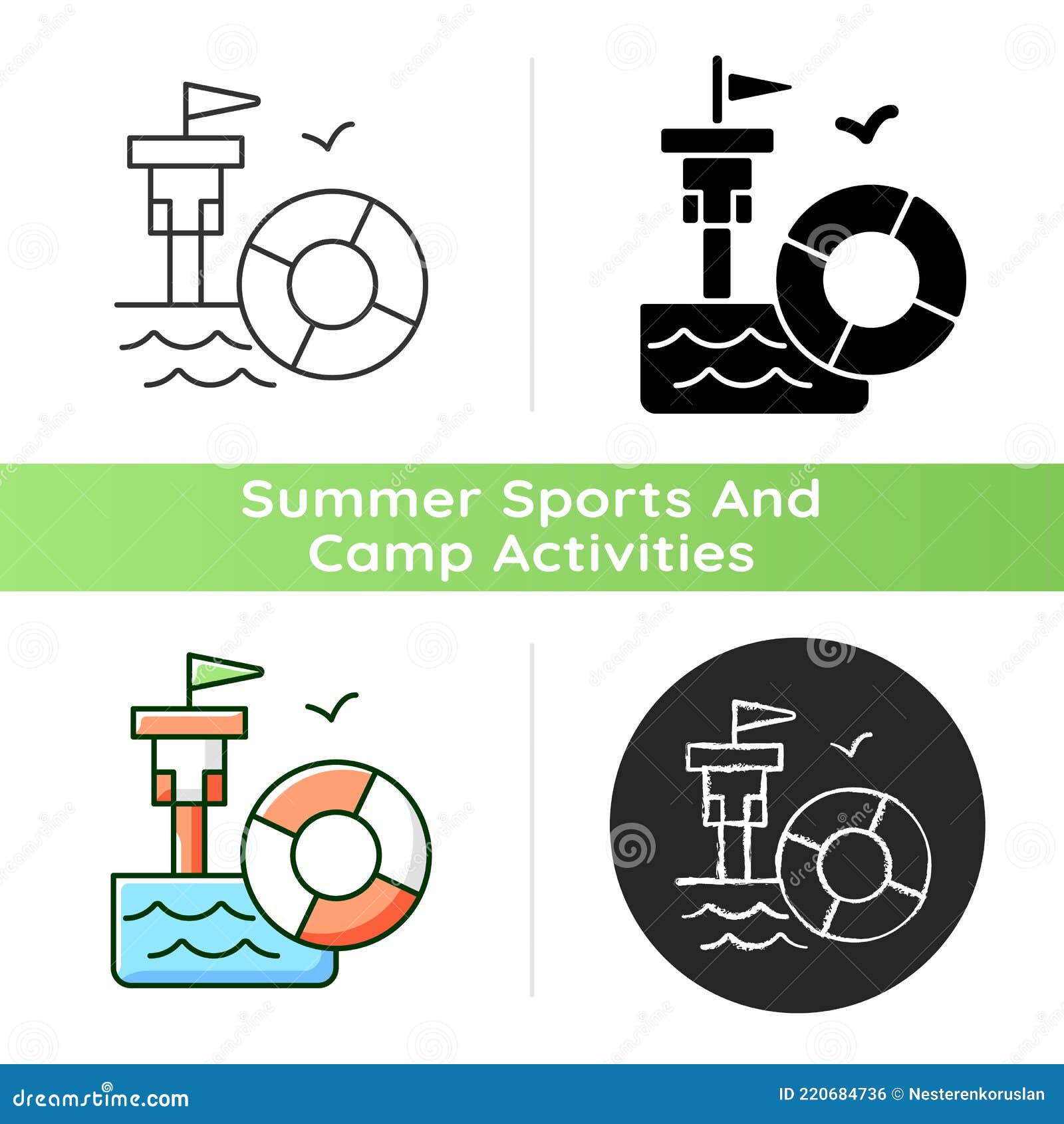 Lifeguarding training icon stock vector. Illustration of water - 220684736