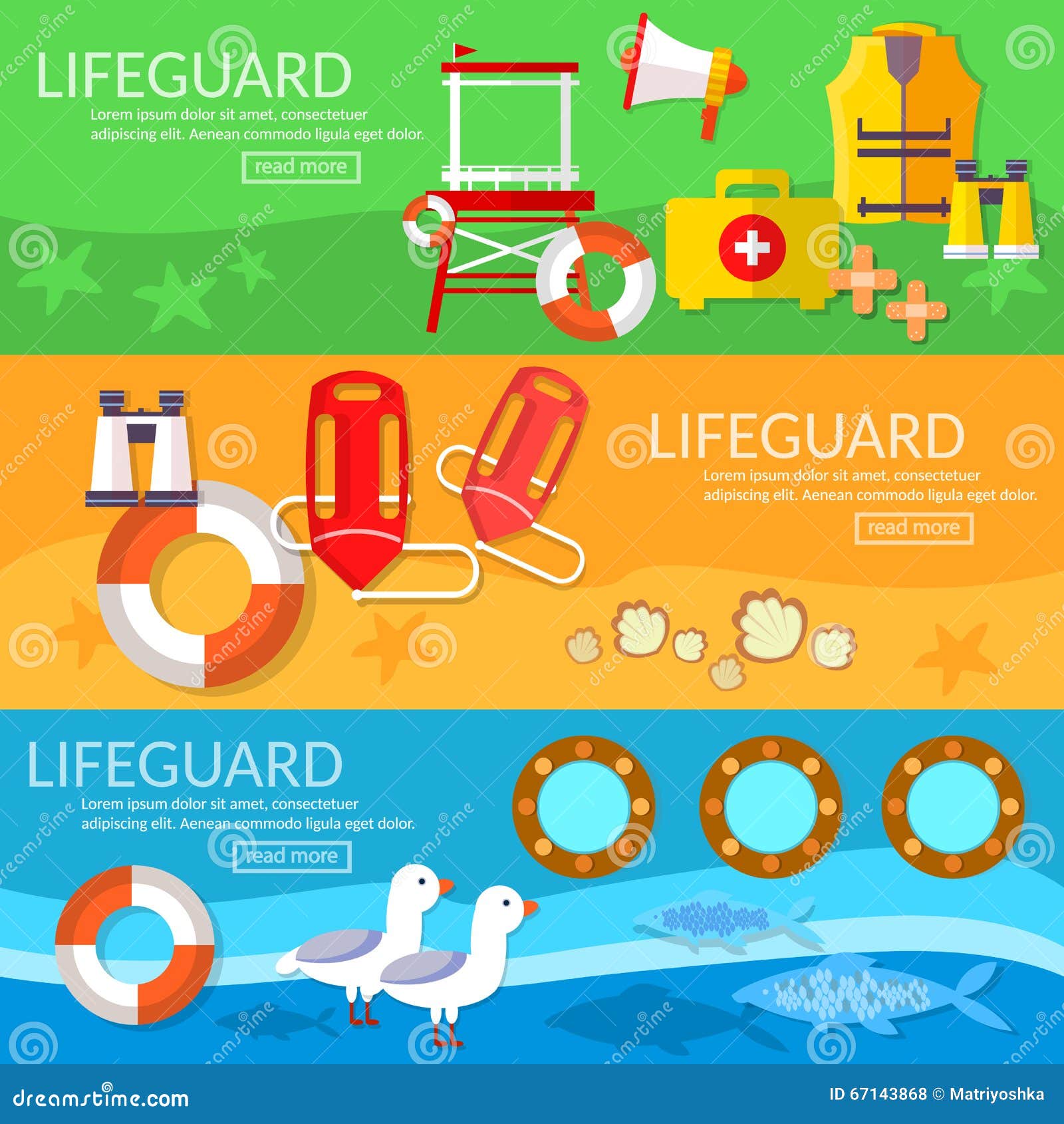 Lifeguards Banners Professional Lifeguard on the Beach Stock Vector ...