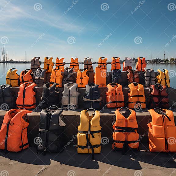 Lifejackets Made with Generative AI Illustration Stock Illustration ...