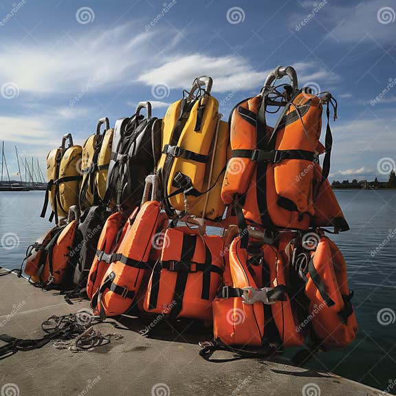 Lifejackets Made with Generative AI Illustration Stock Illustration ...
