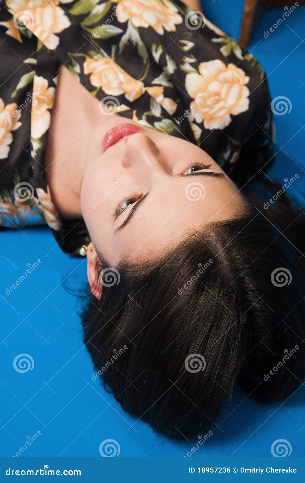 Lifeless Brunette in a Dressing Gown Stock Photo - Image of body ...
