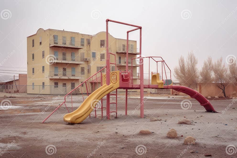A Lifeless, Empty Playground in a Ghost Town Stock Illustration ...