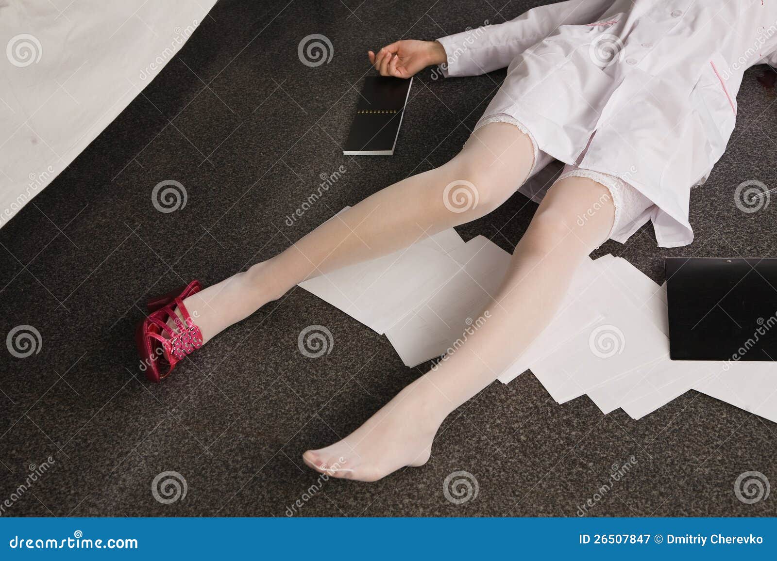 Lifeless Woman Lying On The Floor (imitation) Royalty-Free Stock Photo ...