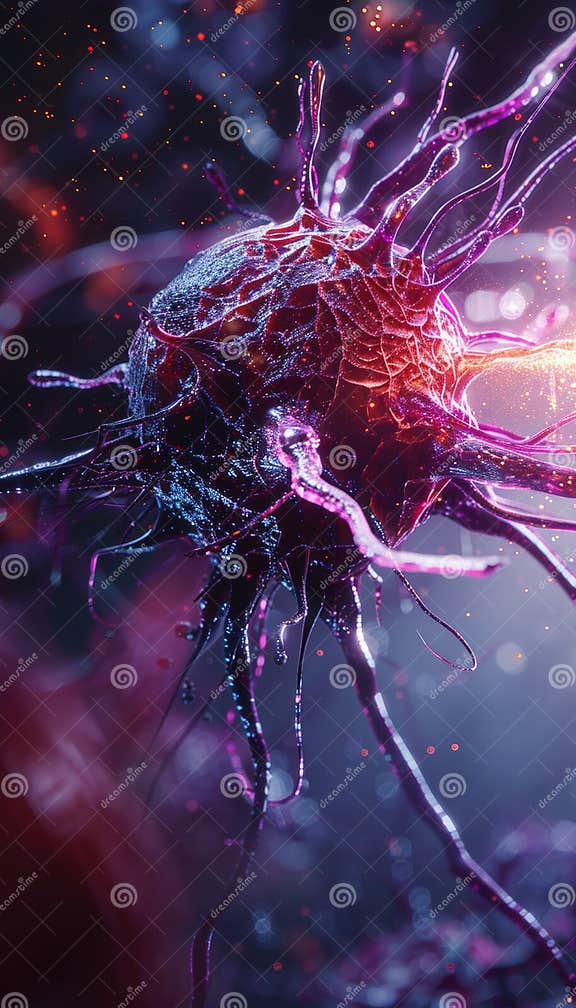 Lifelike Computer Generated Image of a Cancer Cell, Emphasizing Its ...