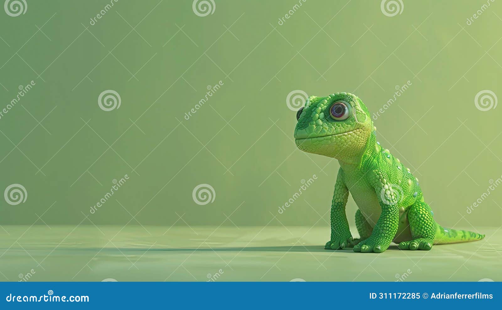 A Lifelike 3D Green Lizard Figure On A Green Gradient Background. Royalty-Free Stock Photo ...