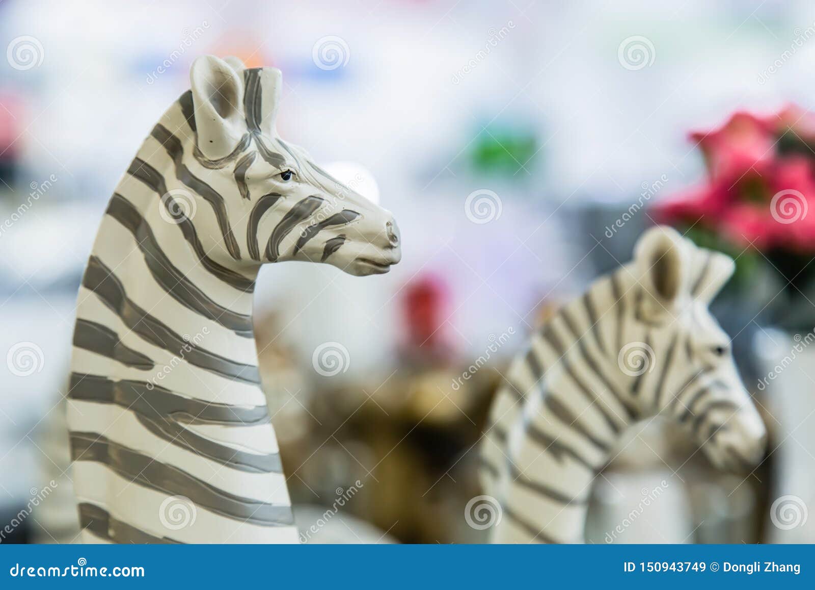 Lifelike Plastic Zebra Sculpture Toy Set on Display Stock Image - Image ...