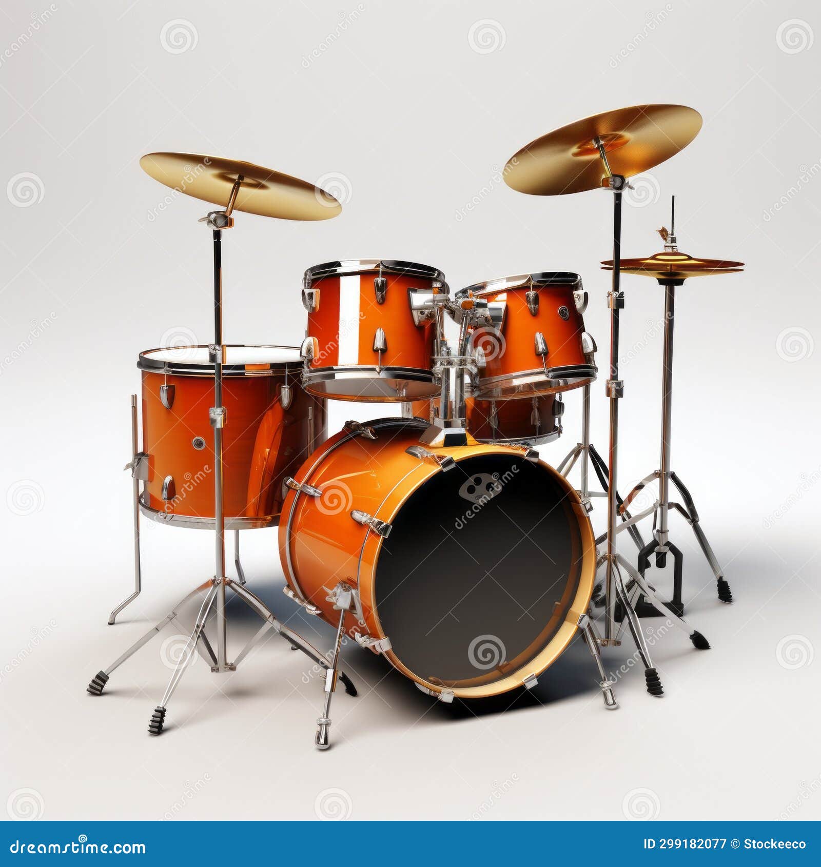 Modern Drum Kit Or Set. Percussion Music Instrument With Metal Hi-hats ...