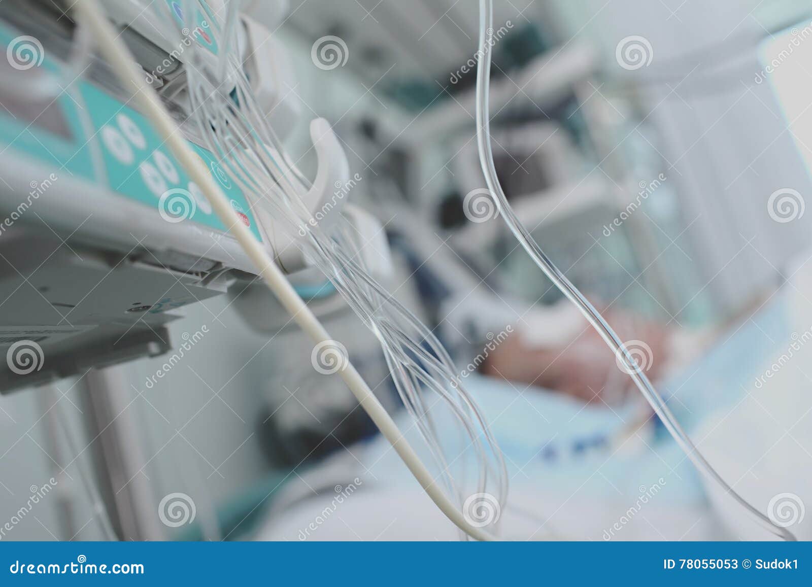 Lifelines in ICU on the Background of Patient in Bed Stock Image ...