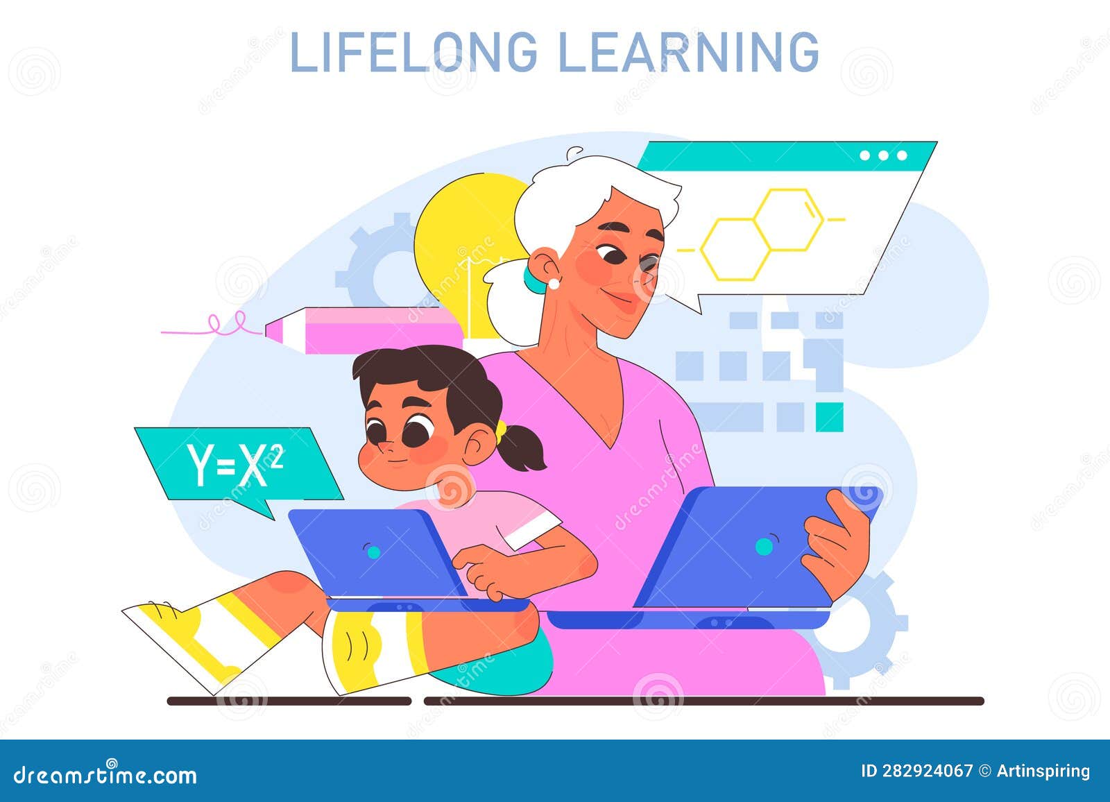 Online Educational Video Illustration Concept On A White Background | CartoonDealer.com #298220982