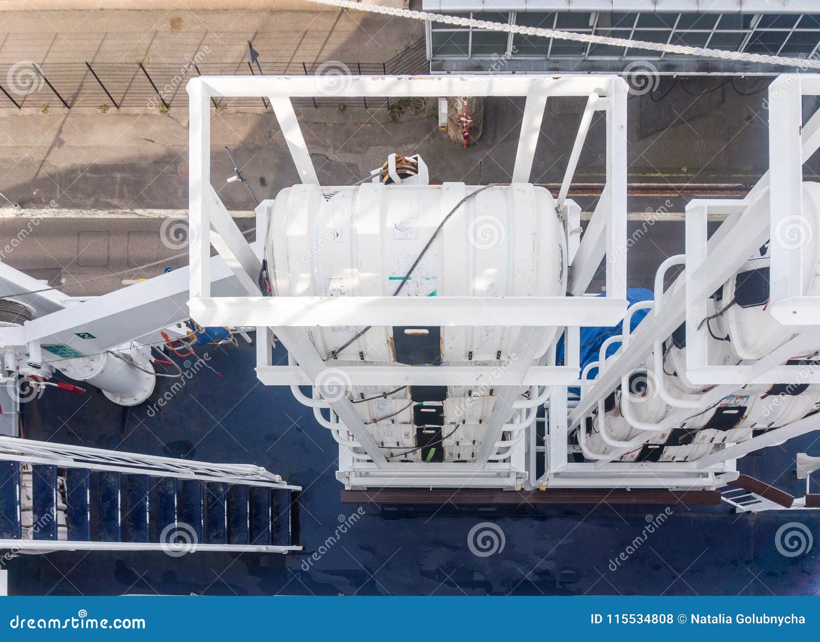 Liferafts On The Deck Of Ocean Offshore Vessel. LSA Life Saving ...