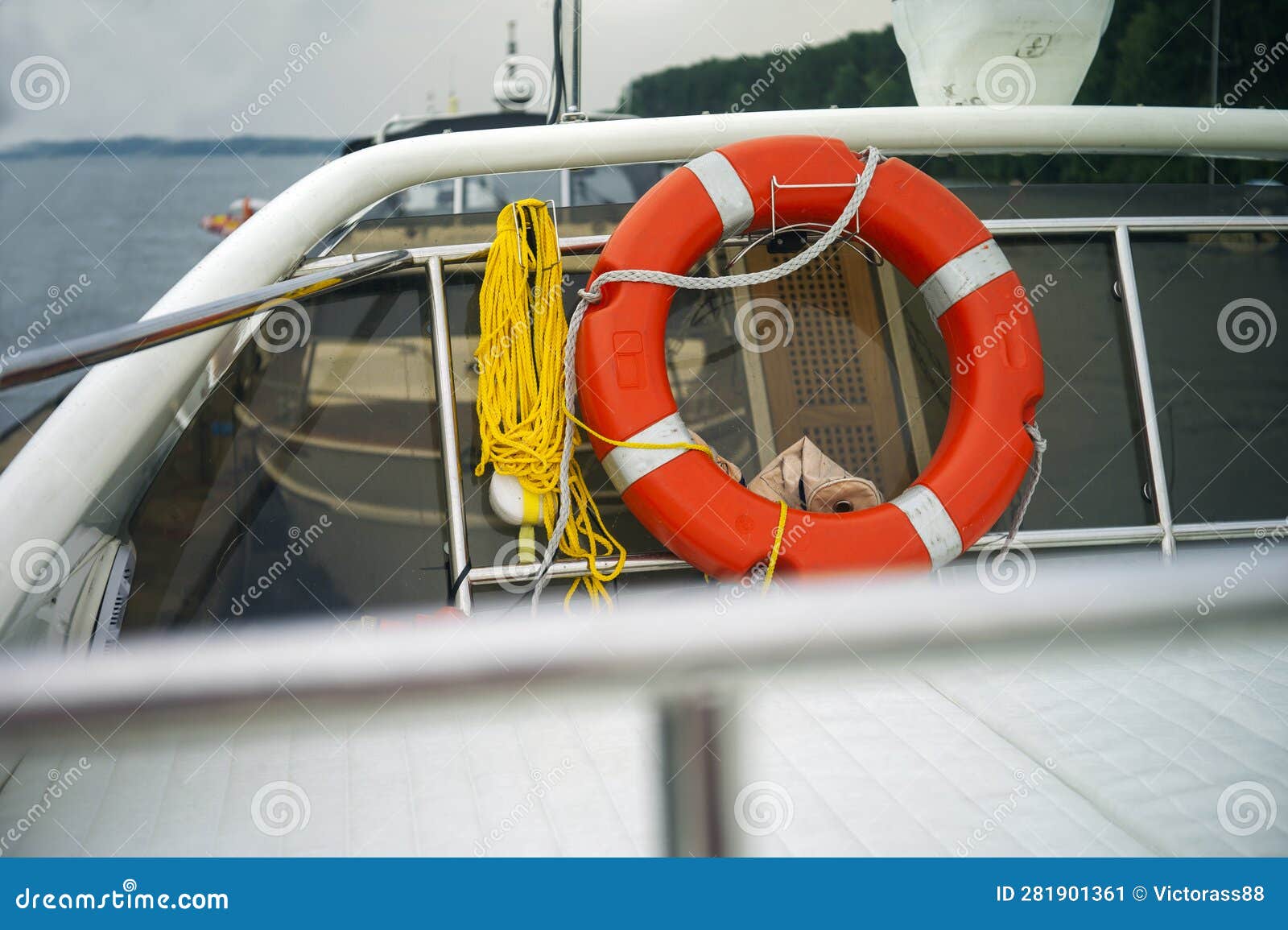 Lifering on a board stock image. Image of cruise, sailing - 281901361