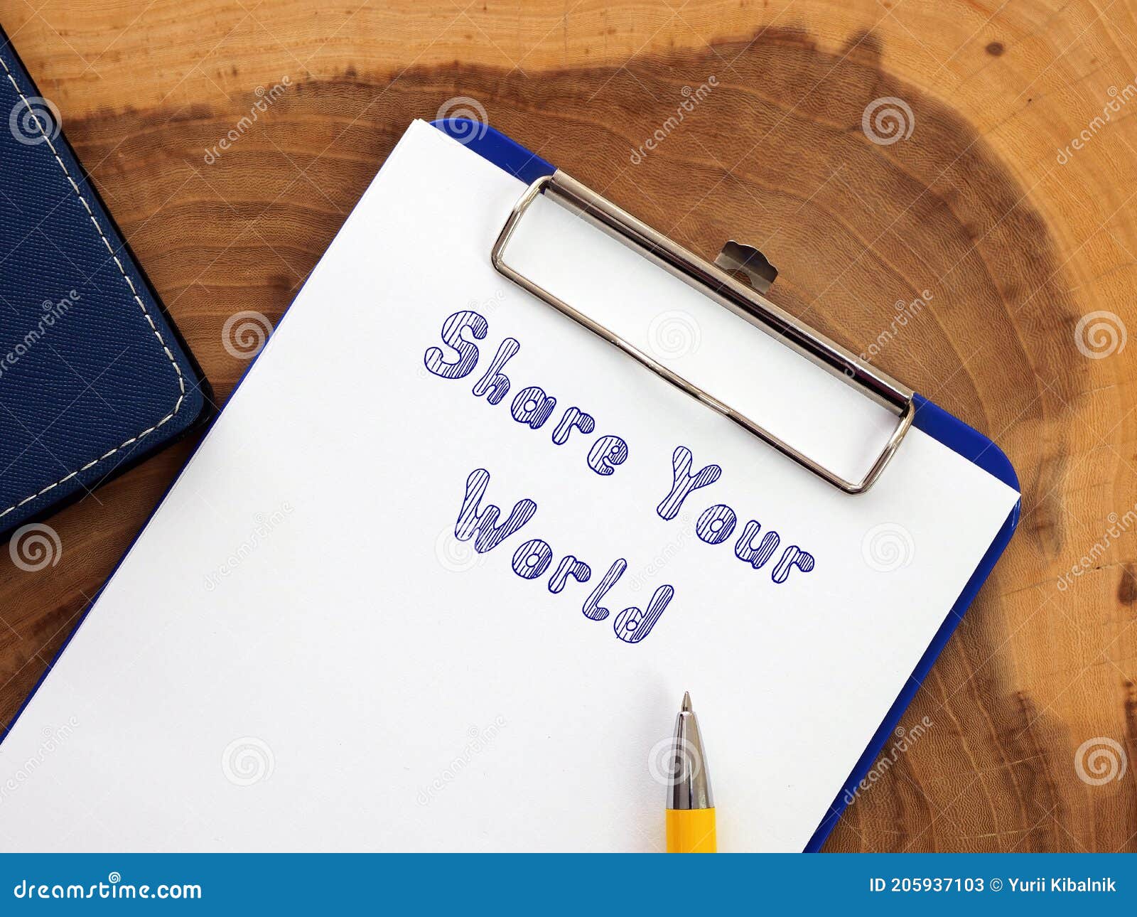 Lifestyle Concept about Share Your World with Phrase on the Page Stock ...