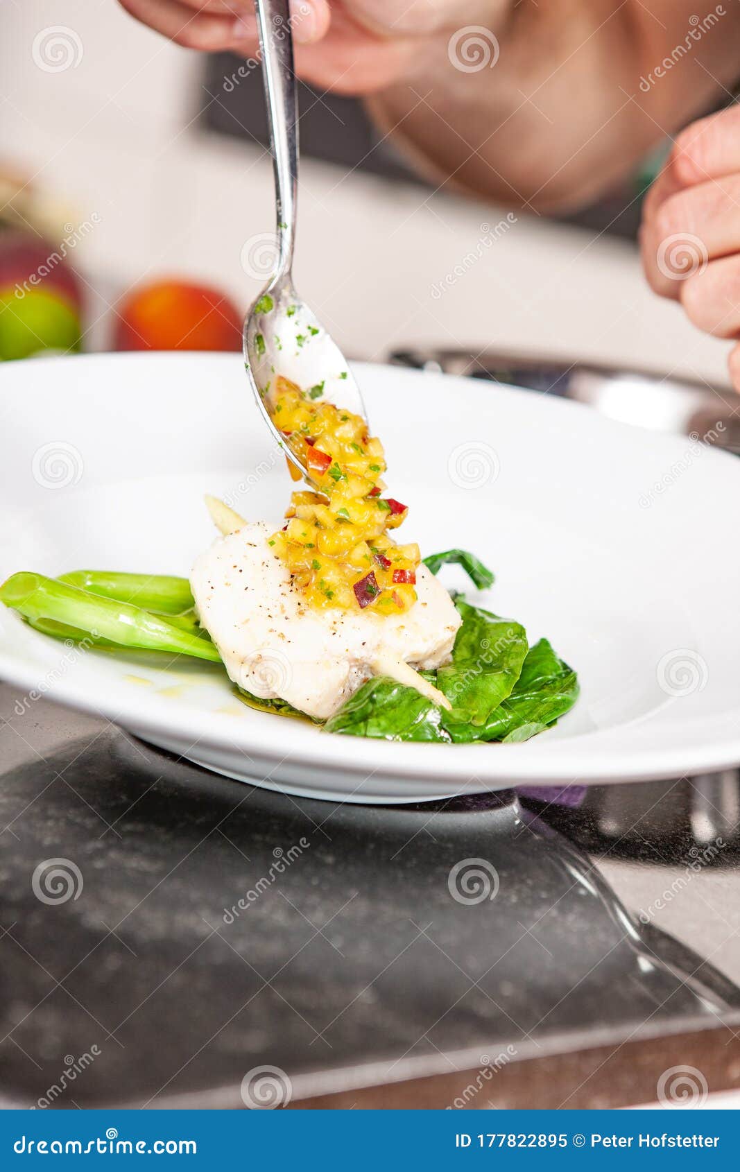 Lifestyle Cook Presenting Food in a Plate Stock Image - Image of buffet ...