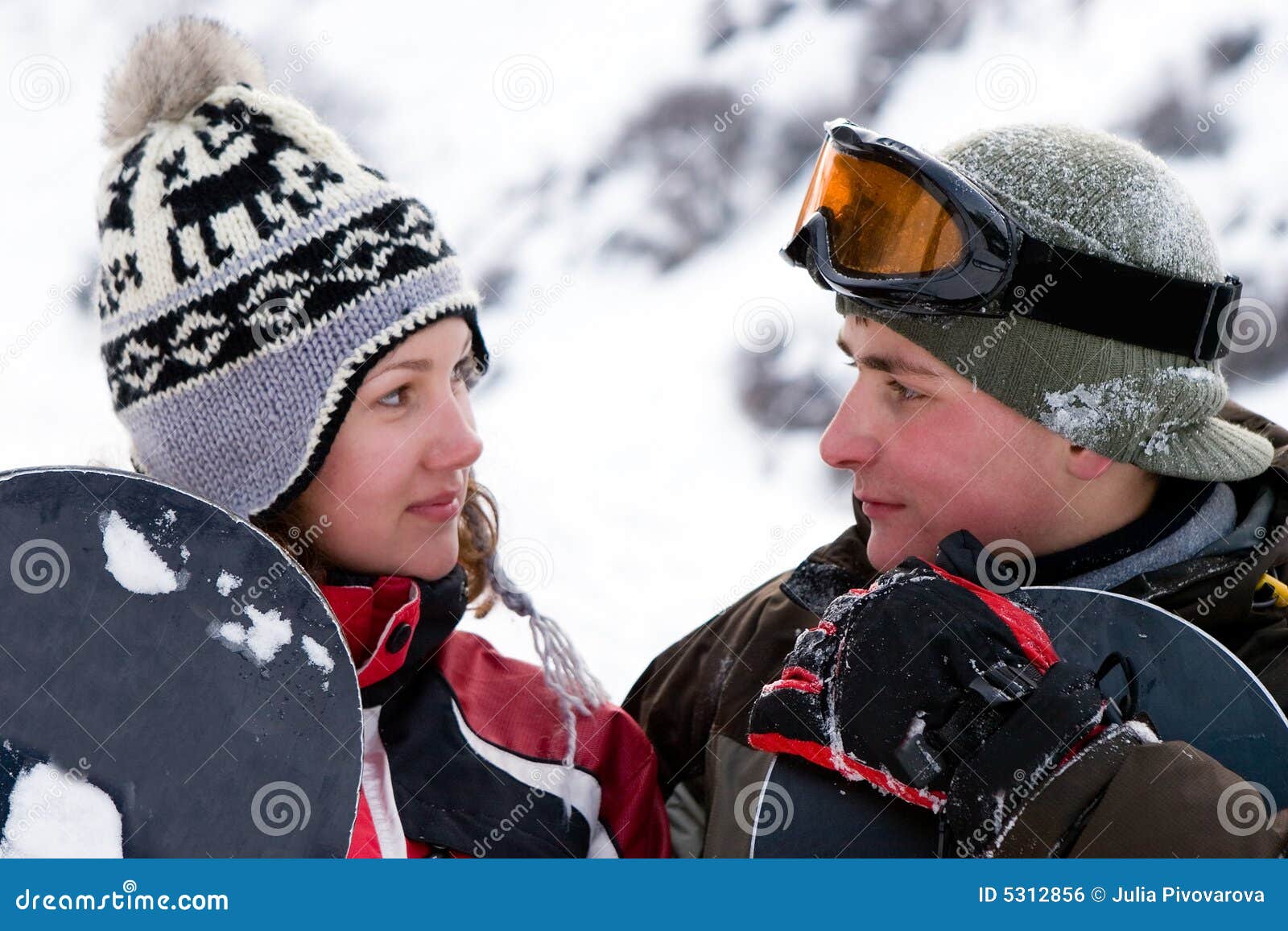 A Lifestyle Image of Two Young Snowboarders Stock Photo - Image of ...