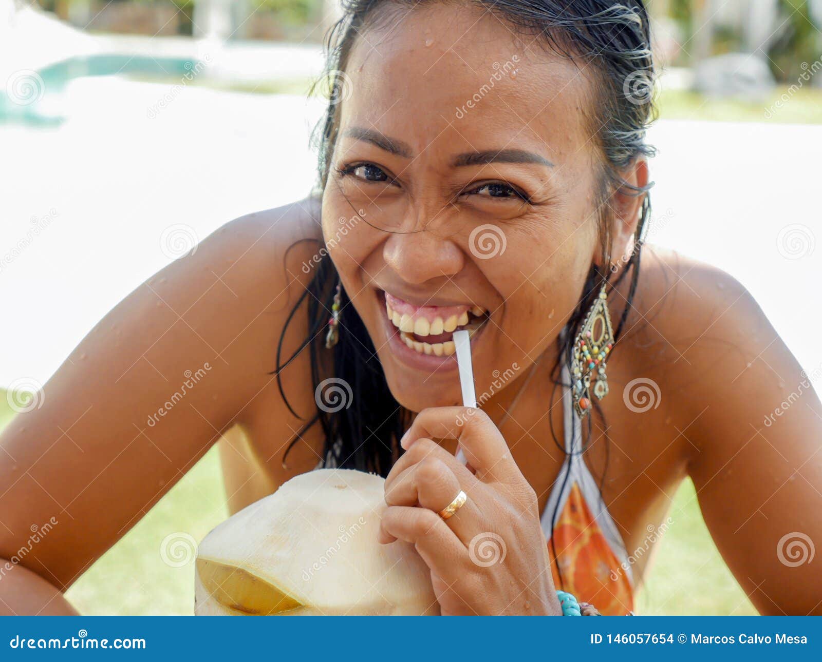 Lifestyle Natural Portrait Of 30s Or 40s Happy And Attractive Asian