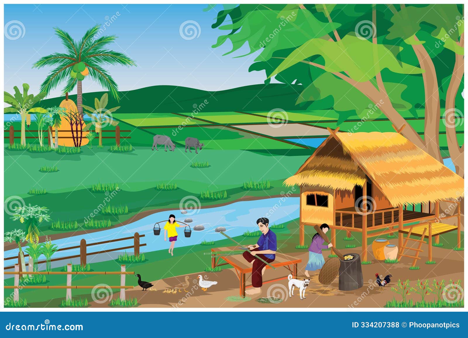Lifestyle of People at Countryside Design Stock Vector - Illustration ...