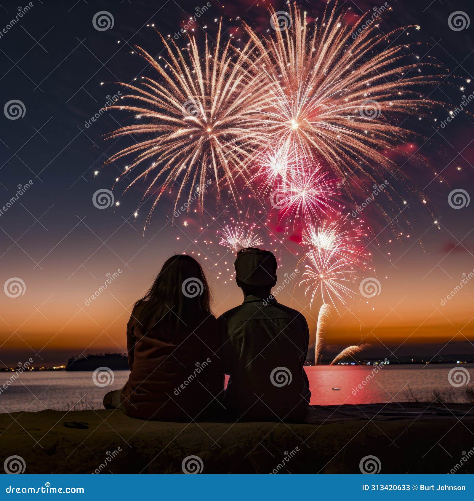 Lifestyle Photo Fireworks with Room for Text Stock Illustration ...