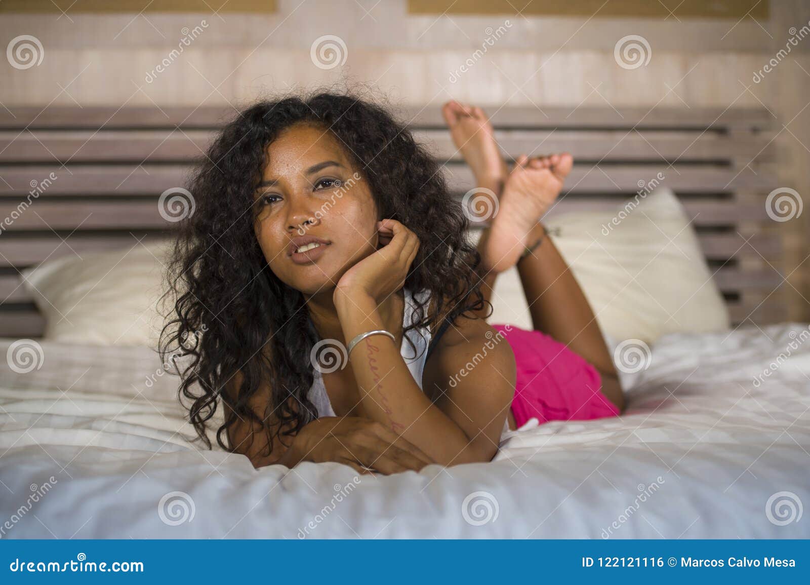 Lifestyle Portrait Of Young Happy And Gorgeous Black African American