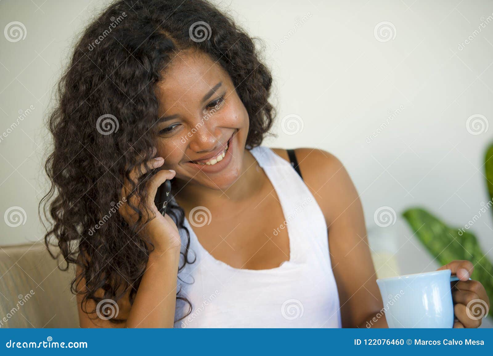 Lifestyle Portrait Of Young Happy And Gorgeous Black African American