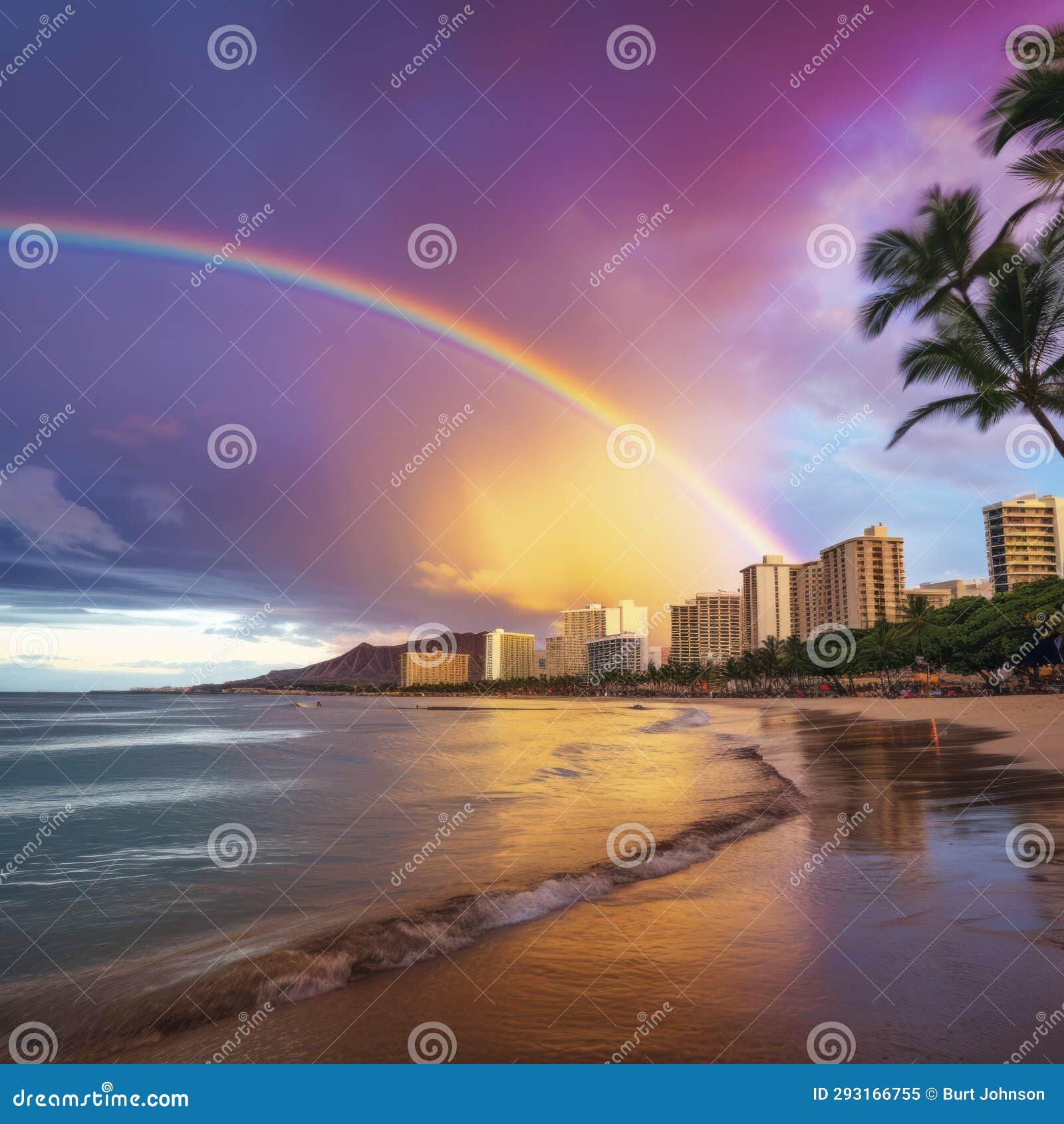 Lifestyle Rainbow Over Honolulu on Oahu Stock Image - Image of tropical ...