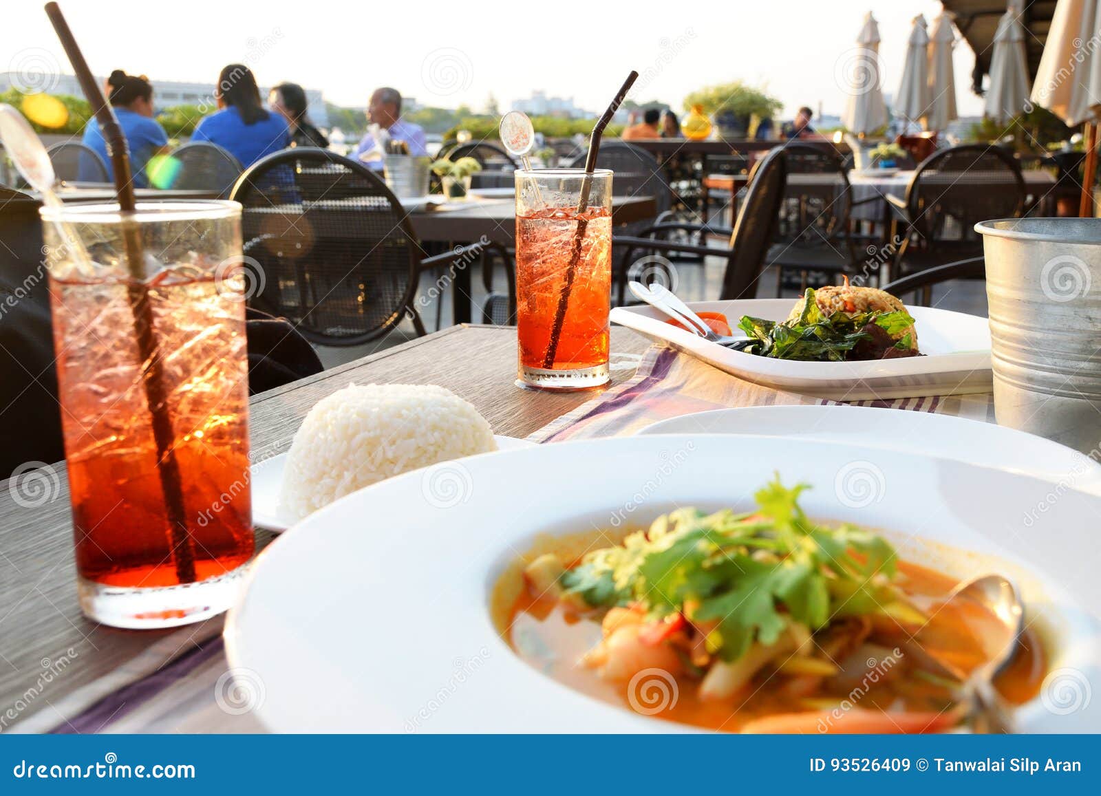 Lifestyle In Restaurant Or Bar Table With Plate For Peoples Talk ...