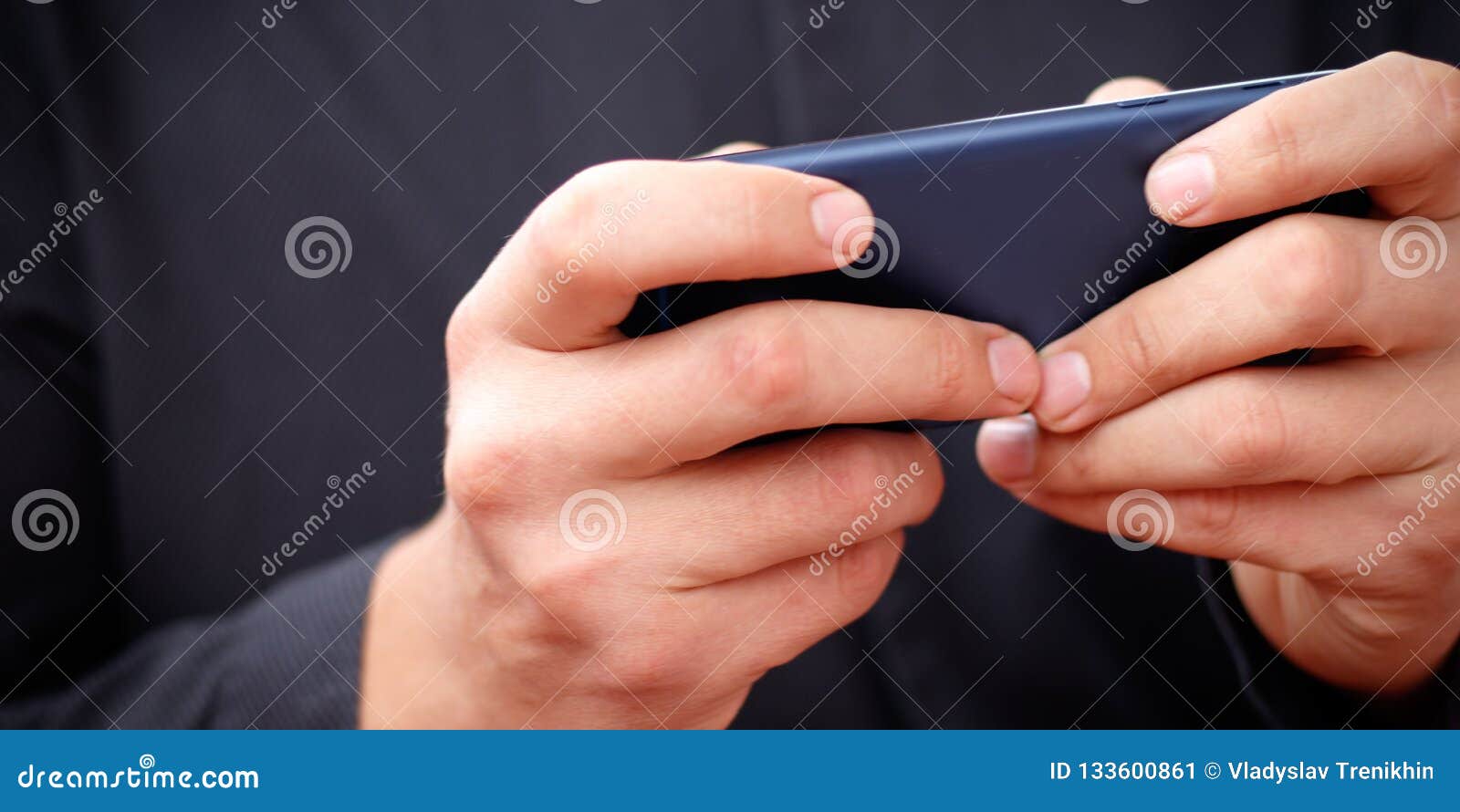 Lifestyle Young Man Using a Mobile Phone with Texting Message on Stock ...