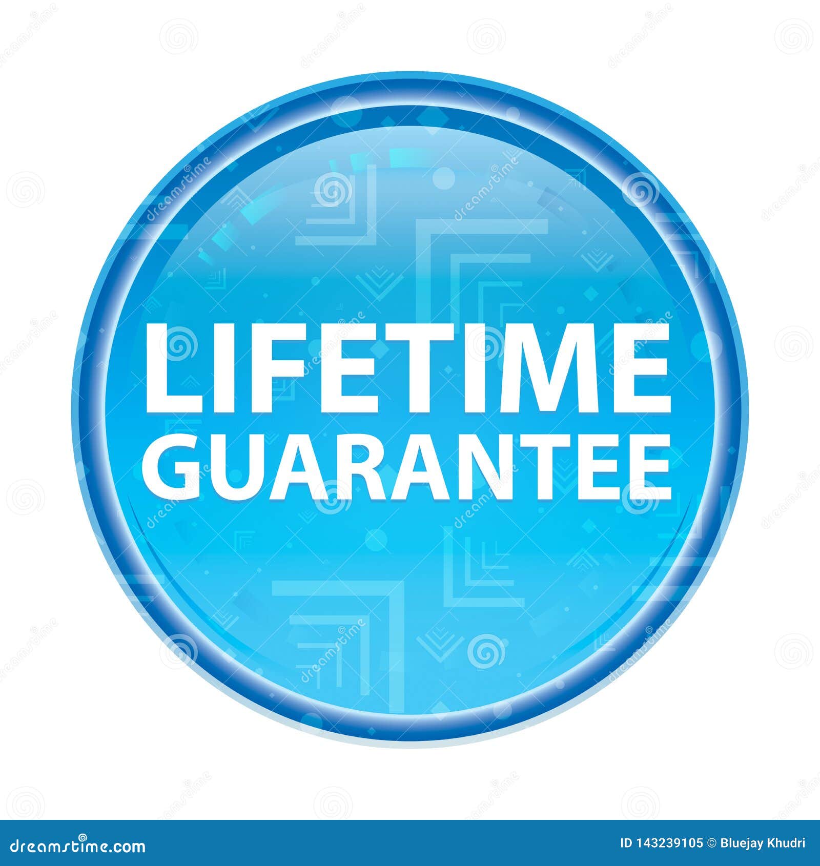 Lifetime Guarantee Floral Blue Round Button Stock Illustration ...