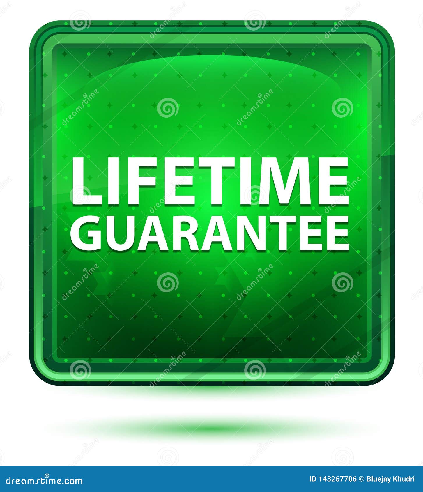Lifetime Guarantee Neon Light Green Square Button Stock Illustration ...