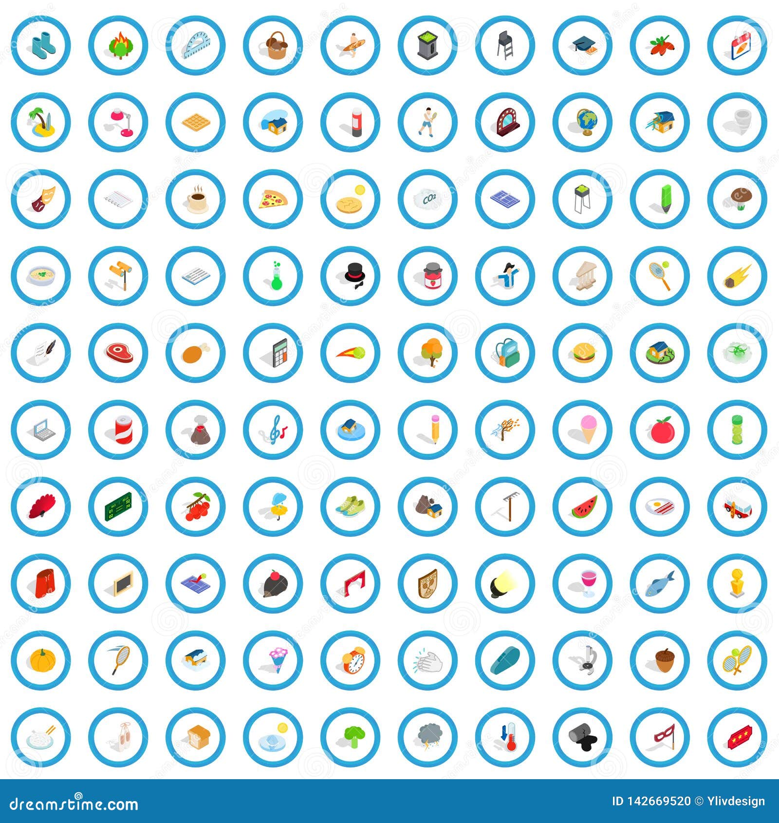 100 Lifetime Icons Set, Isometric 3d Style Stock Vector - Illustration ...