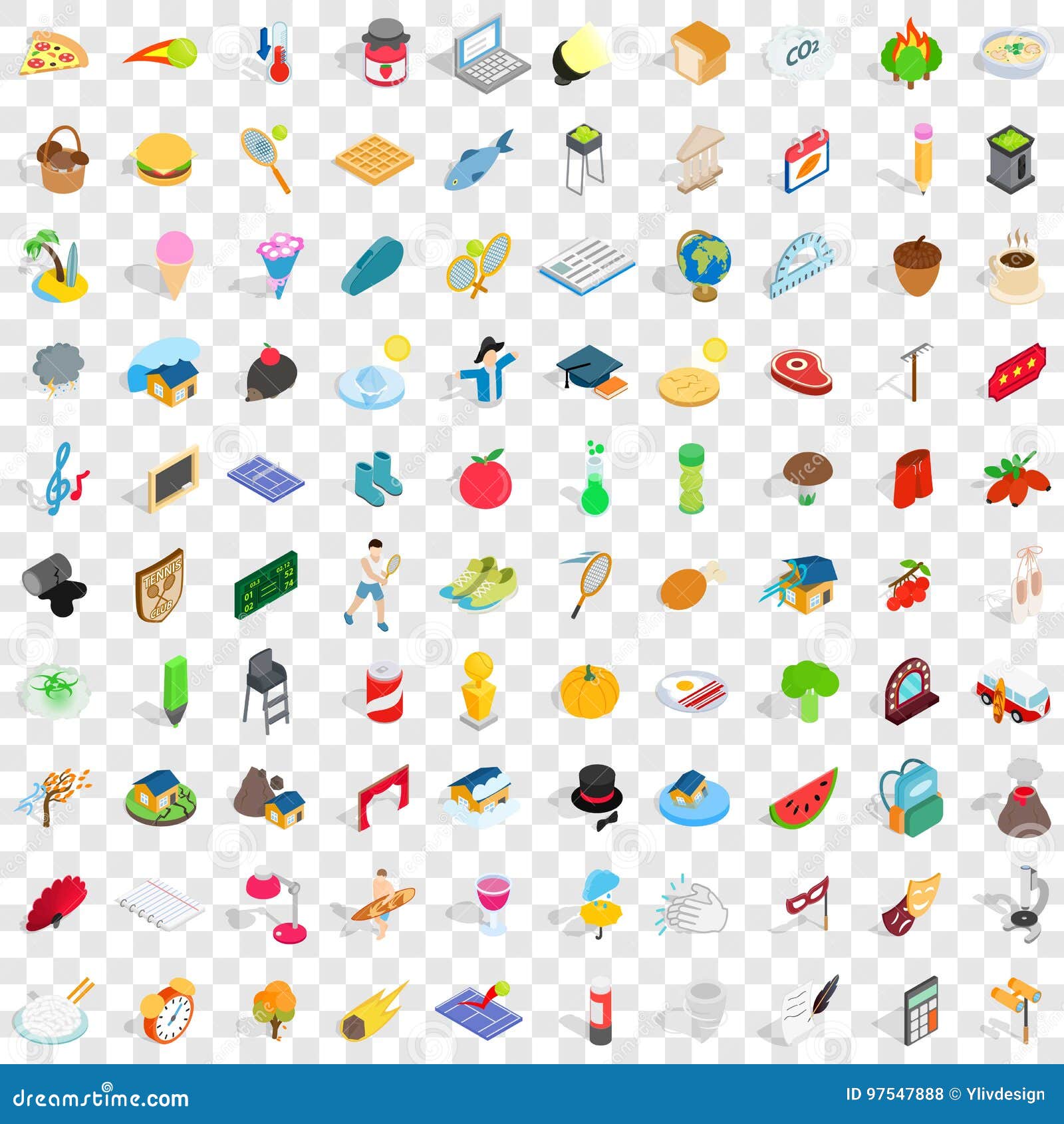 100 Lifetime Icons Set, Isometric 3d Style Stock Vector - Illustration ...