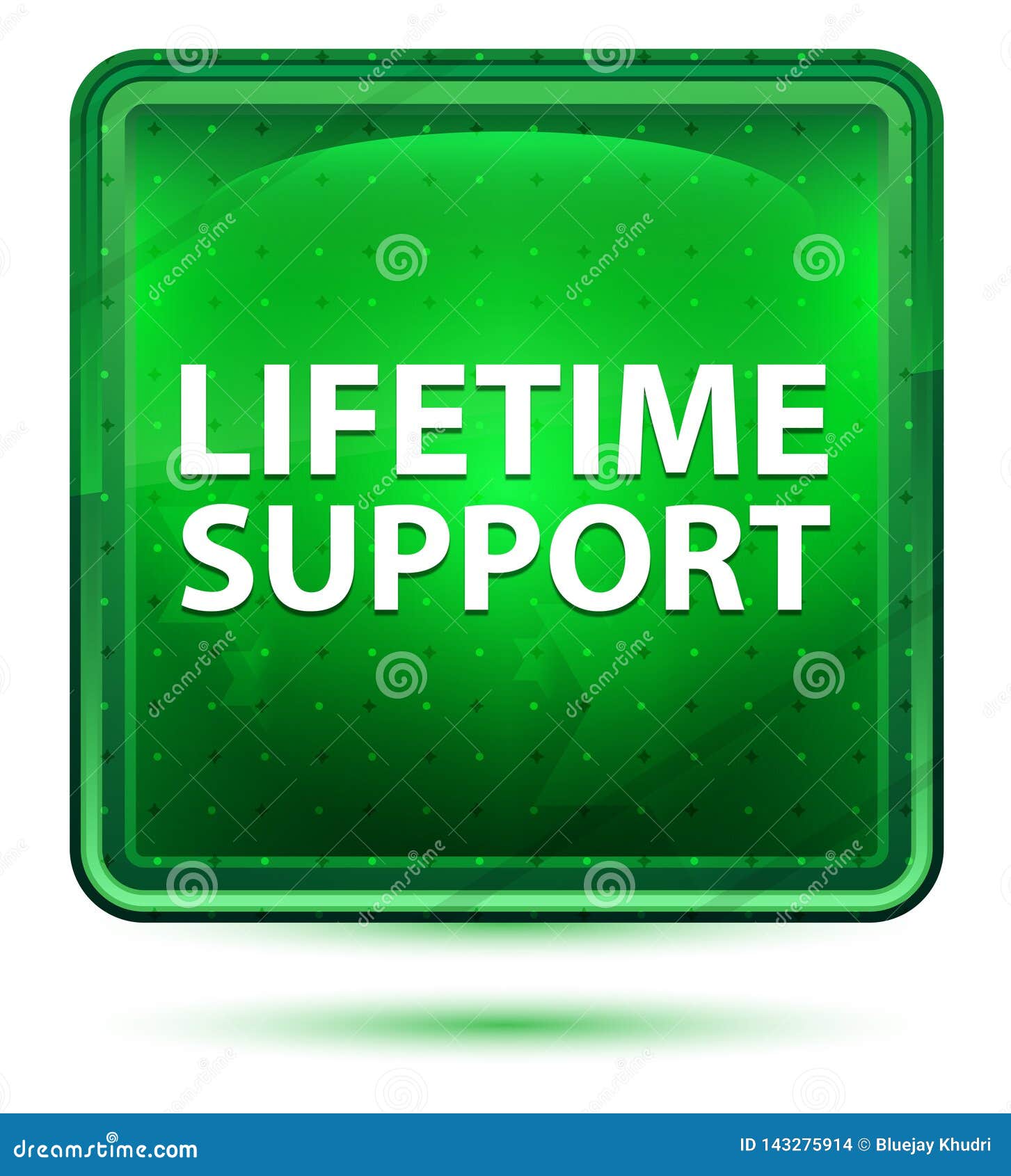 Lifetime Support Neon Light Green Square Button Stock Illustration ...