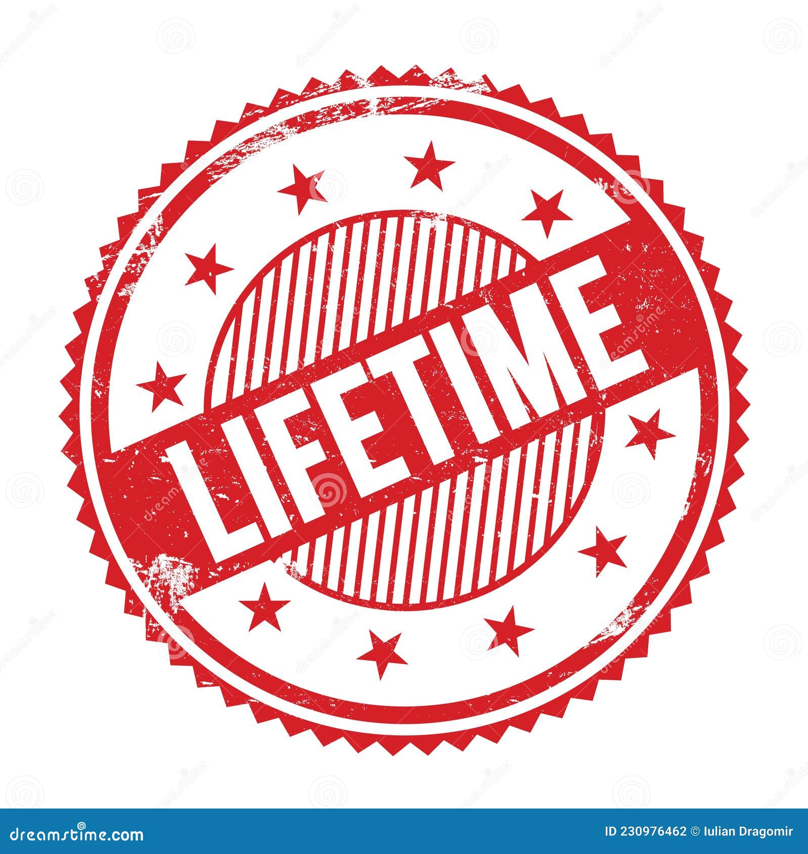LIFETIME Text Written on Red Grungy Round Stamp Stock Illustration ...