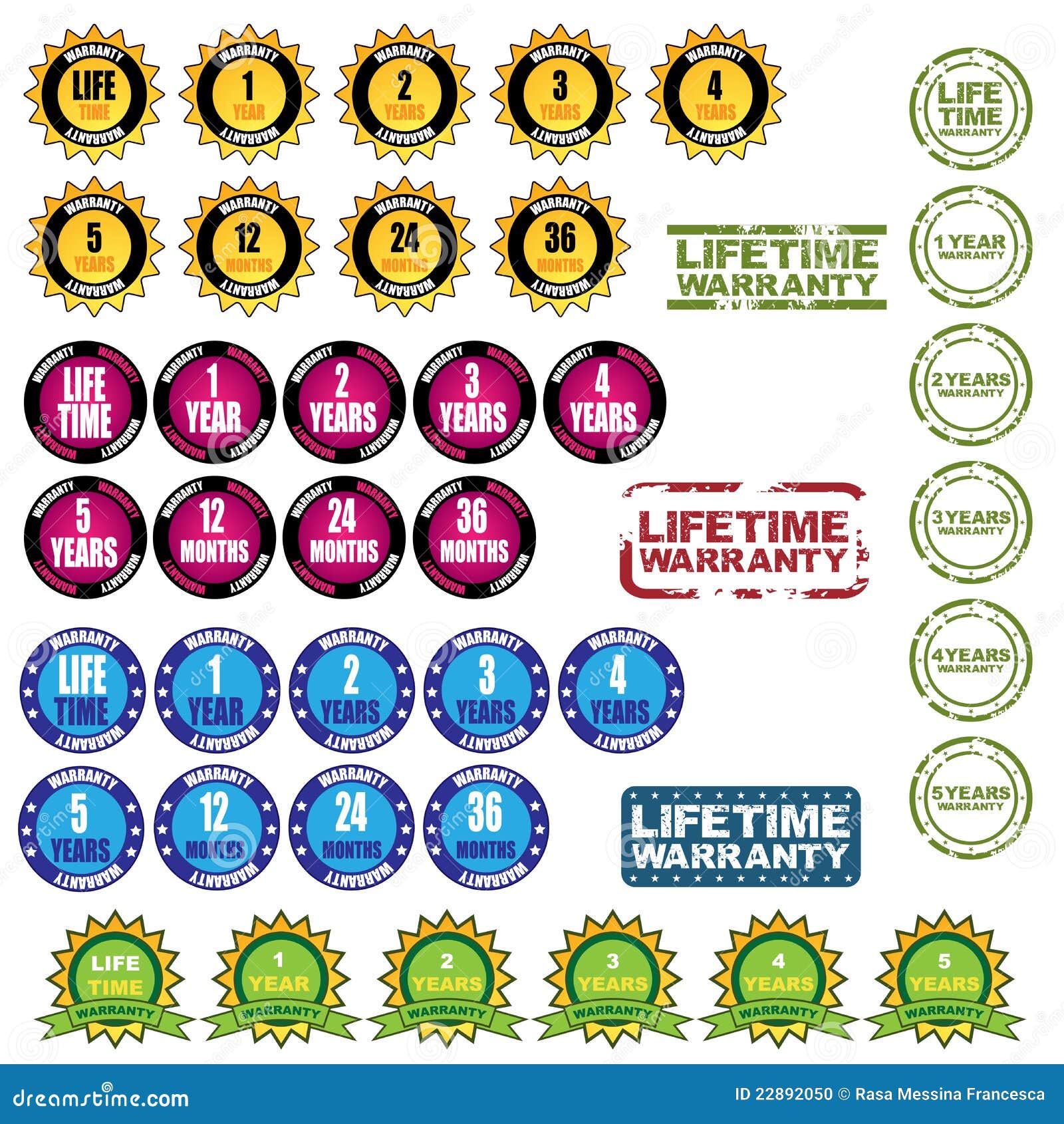 Lifetime warranty icons stock vector. Illustration of green - 22892050