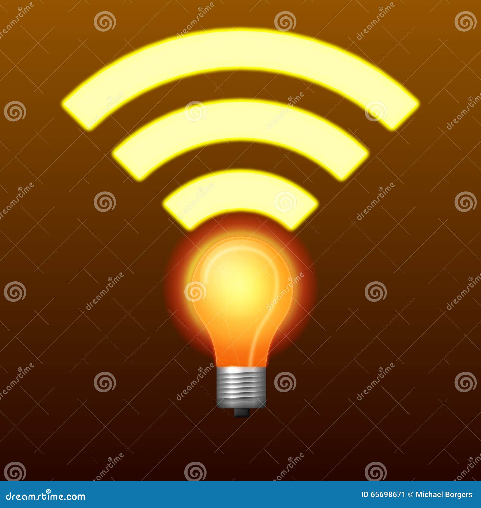 Lifi symbol with bulb stock illustration. Illustration of sphere - 65698671