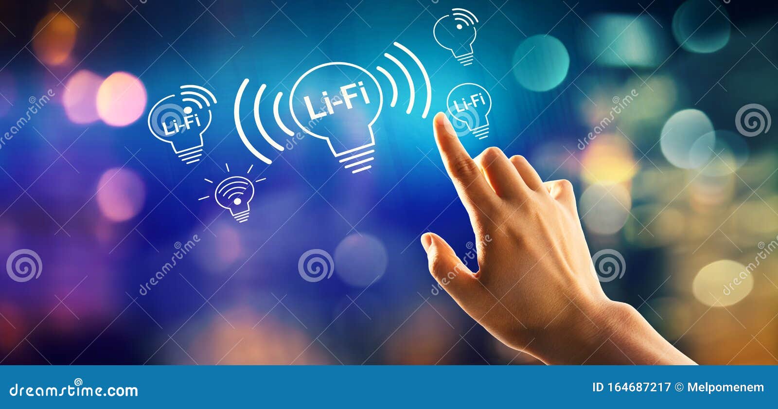 LiFi Theme with Hand Pressing a Button Stock Image - Image of icon ...