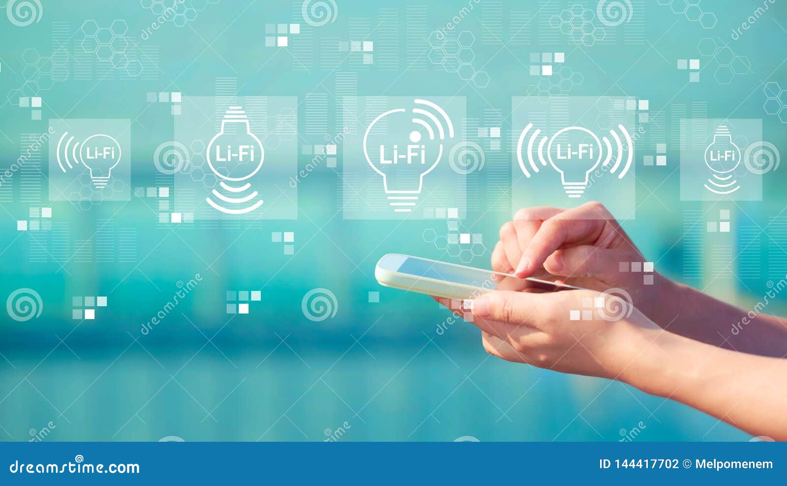 LiFi theme with smartphone stock illustration. Illustration of digital ...