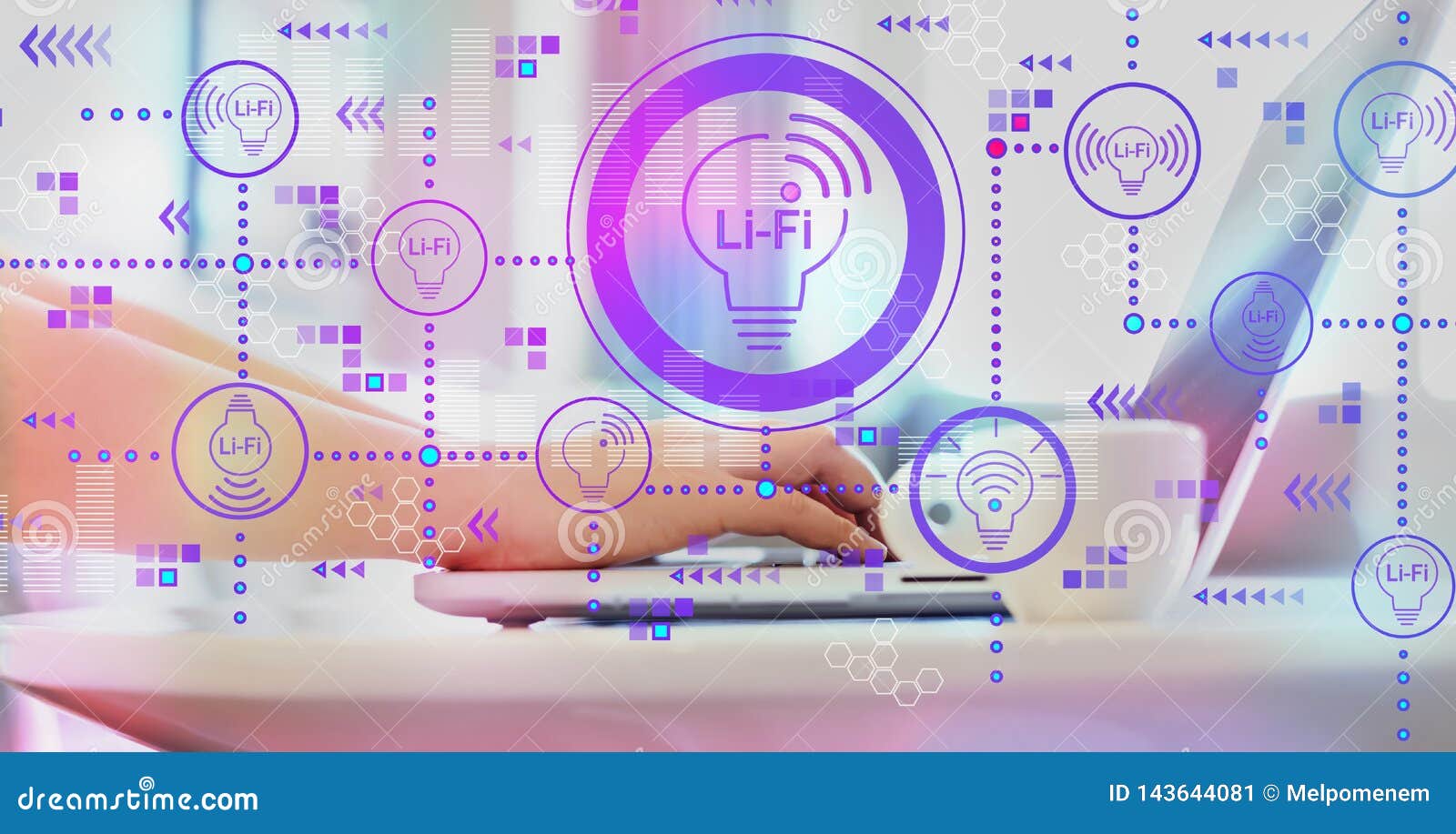 LiFi Theme with Woman Using a Laptop Stock Image - Image of connection ...