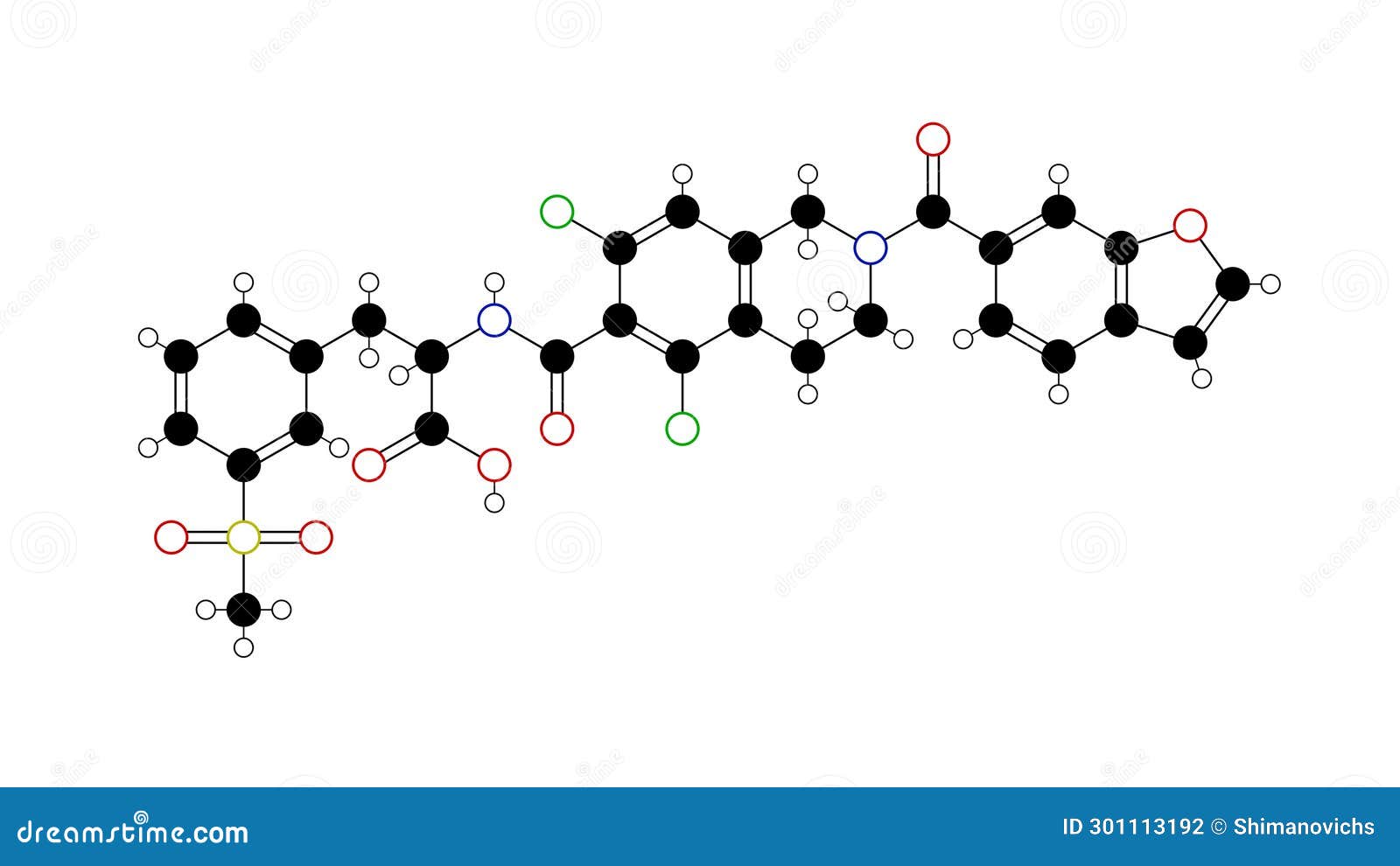 Lifitegrast Molecule, Structural Chemical Formula, Ball-and-stick Model ...