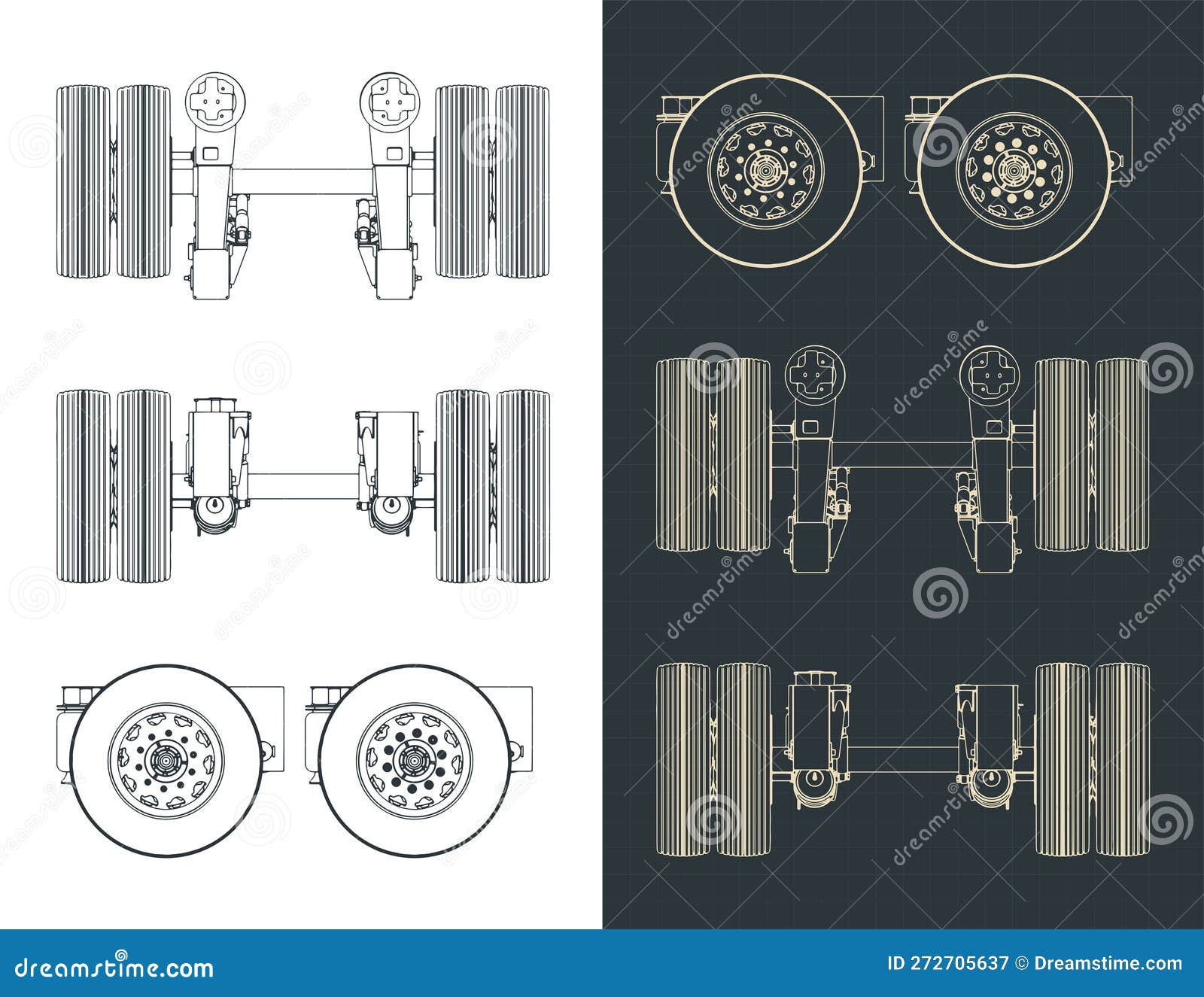 Lift Axle For Trailer Blueprints Cartoon Vector | CartoonDealer.com ...