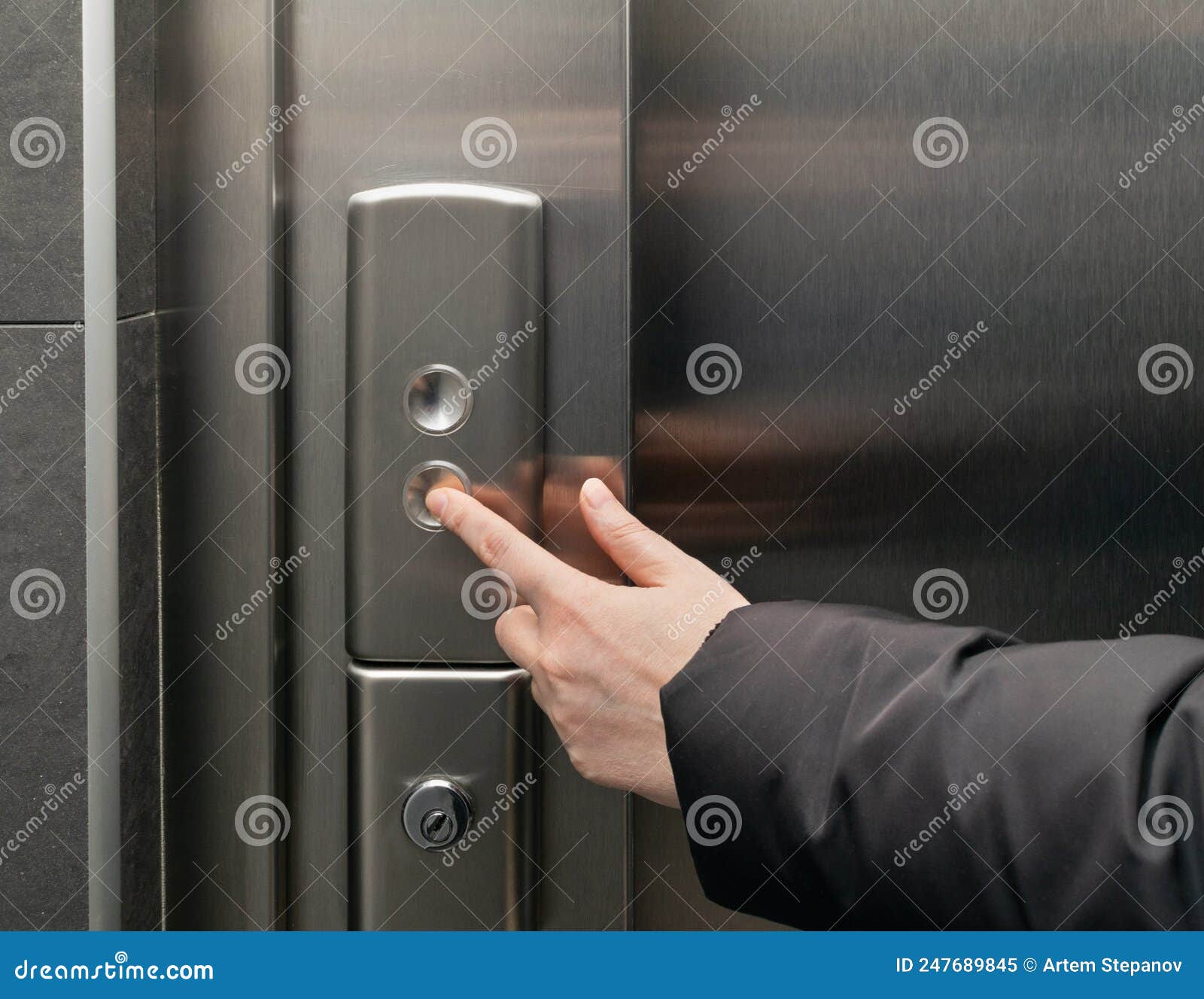 Lift Button Pressing stock image. Image of inside, arrow - 247689845