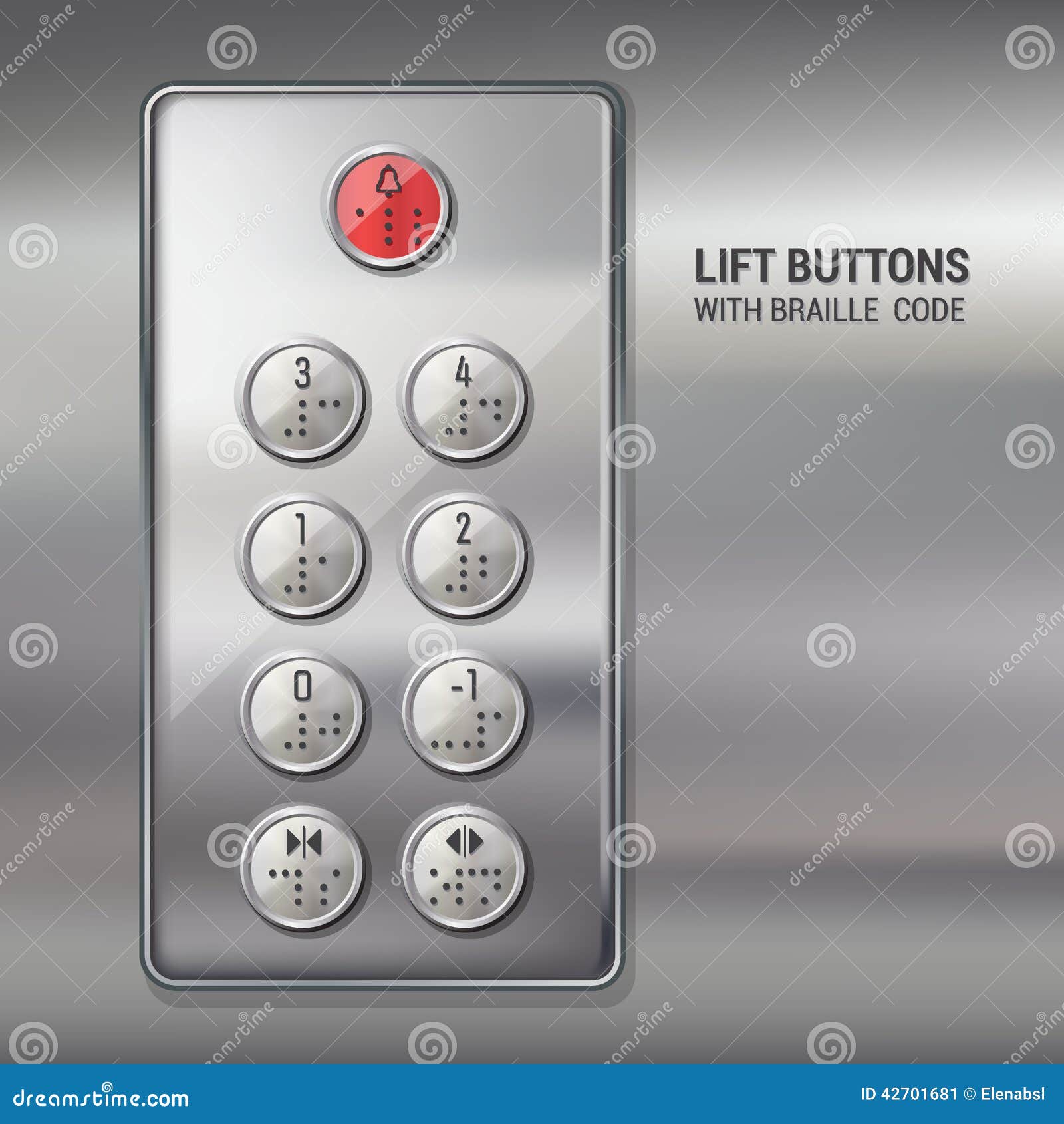 Lift Buttons with Braille Code Stock Vector - Illustration of bell ...