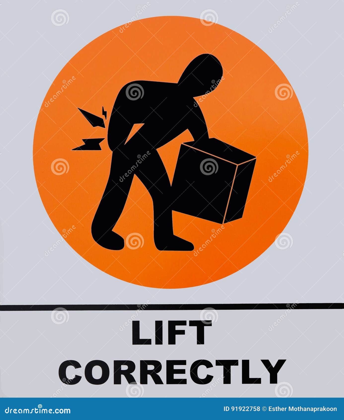 Lift Correctly Sign Isolated on White Background Stock Photo - Image of ...