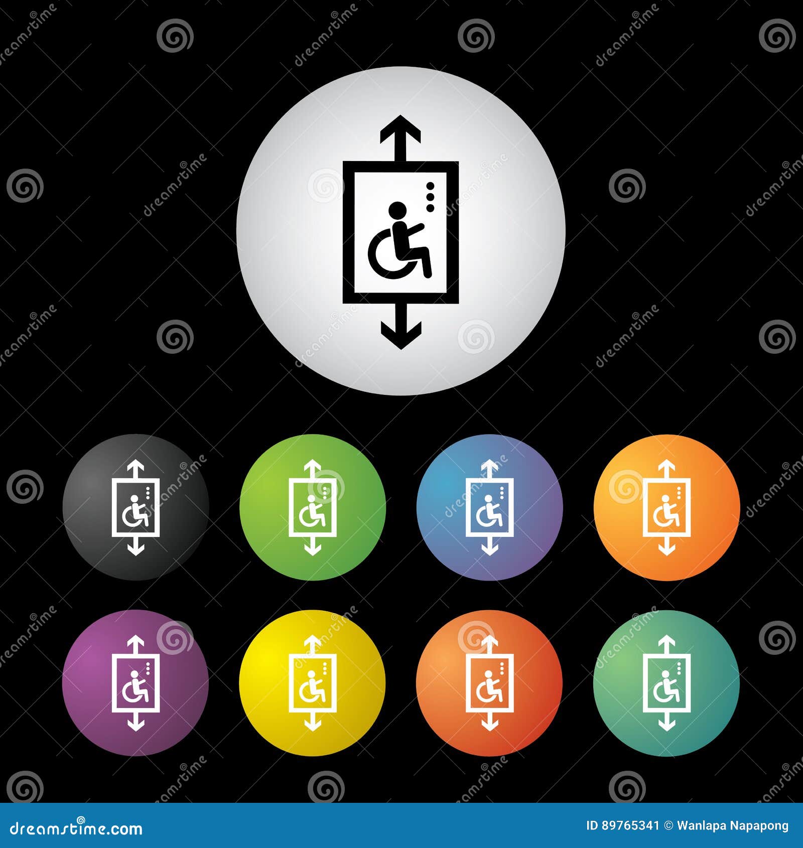 Lift for Disabled Button Set Stock Vector - Illustration of disable ...