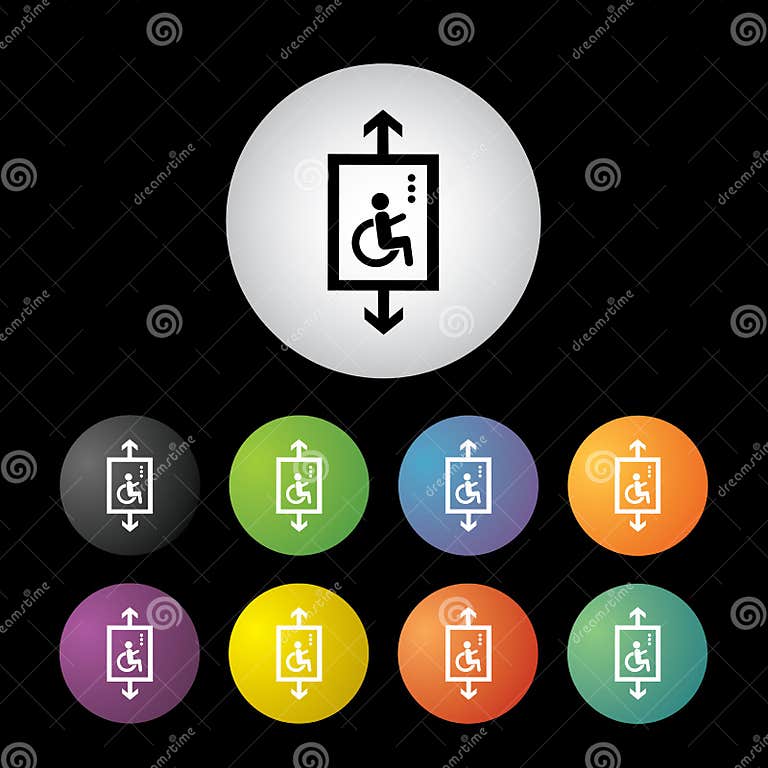 Lift for Disabled Button Set Stock Vector - Illustration of disable ...