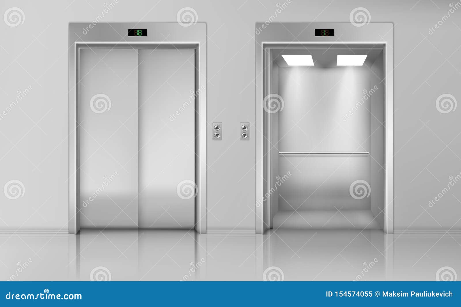 Lift Doors, Close and Open Empty Elevator Cabin Stock Vector ...