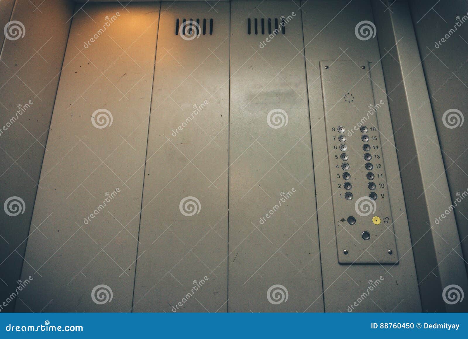 Lift or Elevator Buttons and Wall Inside Interior with Copy Space ...