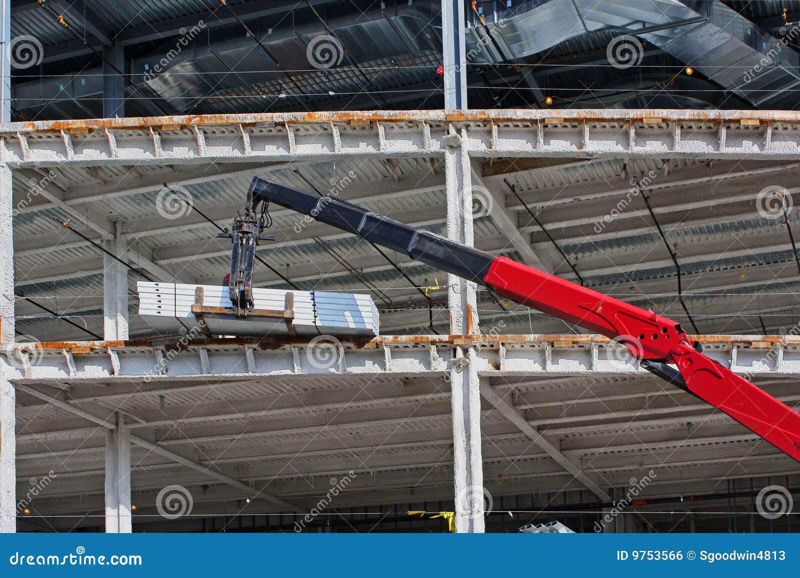 Lift Supplying Materials at a New Construction Sit Stock Photo - Image ...