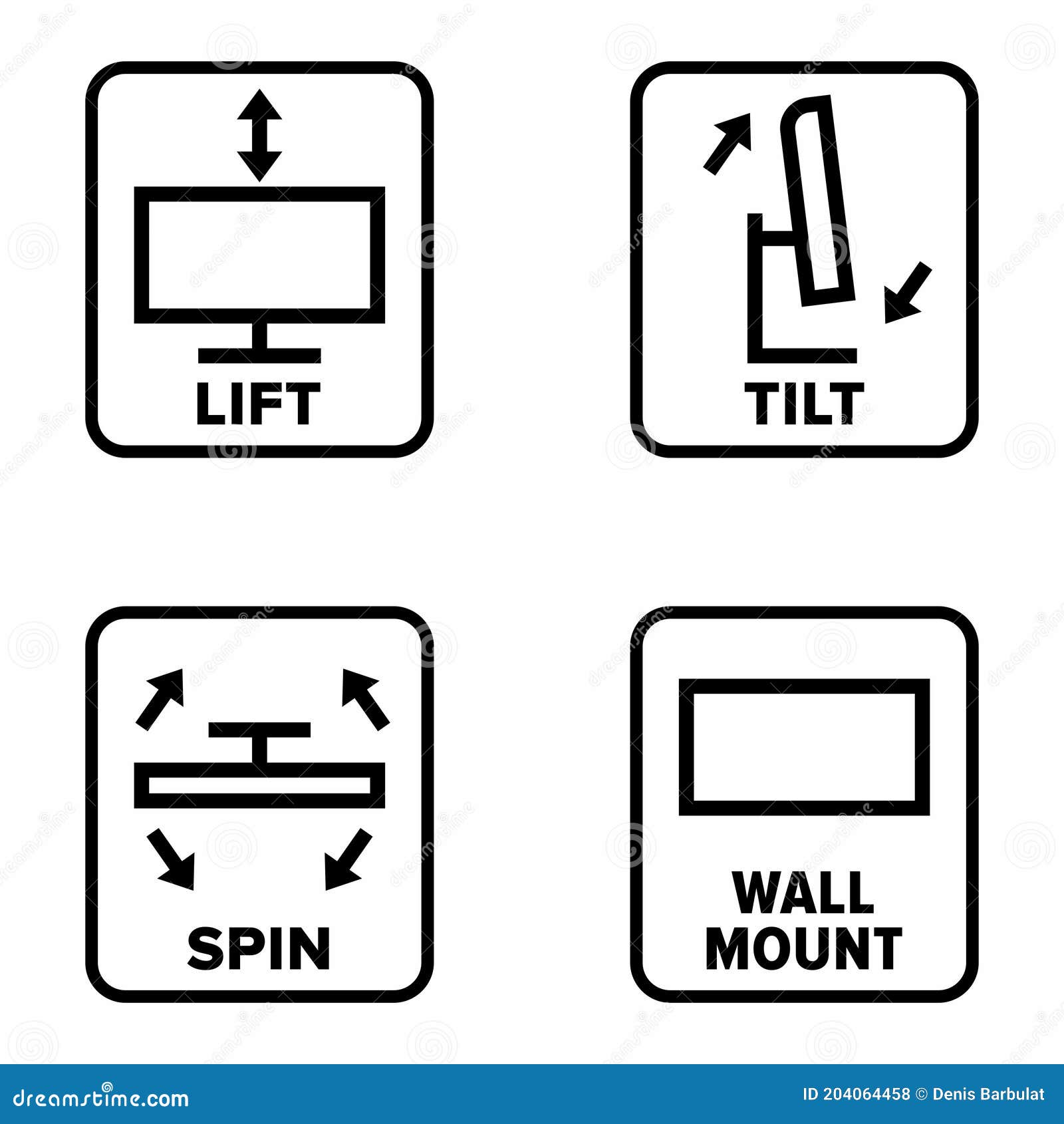 `Lift, Tilt, Spin, Wall Mount` Screen Display Adjusting and Setting ...