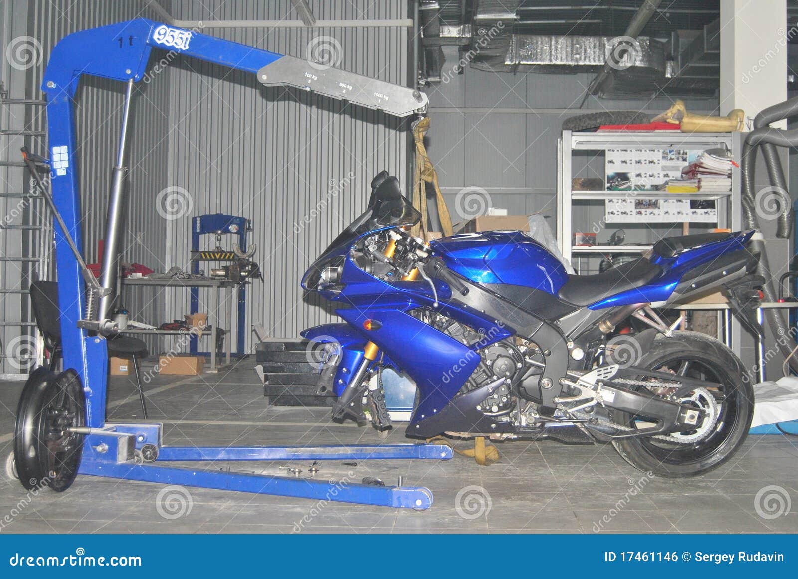 Lift to repair motorcycle stock photo. Image of artificial - 17461146